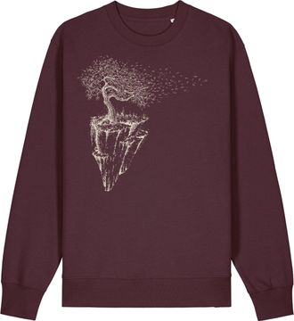 Life-Tree Sweatshirt Organic Fairwear Sweater Unisex Red Brown Maple Island