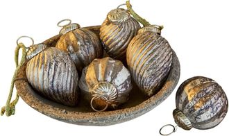 Loberon Weihnachtsschmuck 6er Set Miras, Zwei Designs, Handgefertigt, Nostalgischer Charme, Christbaumschmuck, Weihnachtsdeko, Weihnachten, Glas, Eisen, antik