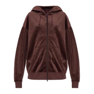 Yohji Yamamoto Velvet Corduroy Zipper Hoodie - - Sweatshirts & Hoodies - Damen - Rot - S