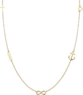 Elli Halskette Silber 925 Vergoldet 24K Kreuz Herz Infinity Anker Anhänger Kette Damen Schmuck Geschenke für Frauen Mädchen Mama Freundin, Silberkette Läng