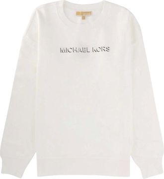 Michael Kors Femme, Sweatshirts et sweats &agrave; capuche, Blanc, Taille: 36 FR Pull en coton avec logo en relief