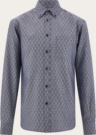 Ferragamo Herren Oberhemd Ferragamo-Monogram Blau