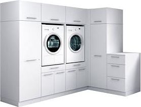 Laundreezy Waschraum Komplett-Set, Wei&szlig; - Modulares Schranksystem f&uuml;r Waschk&uuml;che & Hauswirtschaftsraum - 253 x 200 x 68 cm (B/H/T)