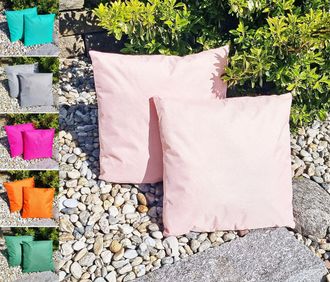 JACK 1x 45x45cm Outdoor Lounge Kissen Dekokissen inkl. Füllung Wasserabweisend Sitzkissen Garten Stuhl Lotus Effekt, Farbe:Rosa
