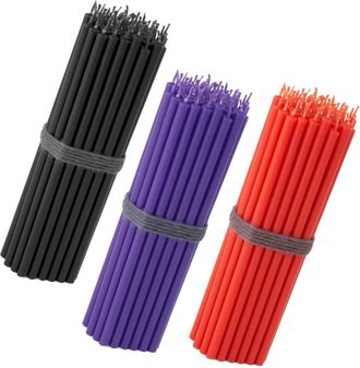 NKlaus 150x Stabkerzen Set 16 cm - Schwarz, Violett & Rot - tropffrei & ru&szlig;frei - d&uuml;nne Kerzen f&uuml;r Deko, Halloween, Events, Rituale, Tischgestaltung & Gastro