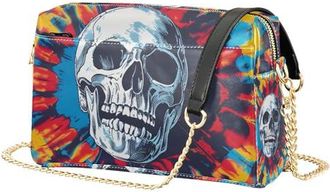 Mnsruu Sacs à bandoulière pour femme, sac à main en cuir et motif tête de mort en spirale et teinture sur noeuds