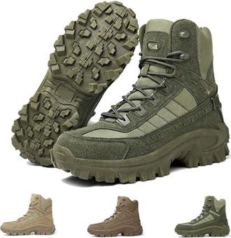 Generic Bottes de travail en cuir pour homme avec soutien de la vo&ucirc;te plantaire - Chaussures de randonn&eacute;e imperm&eacute;ables anti-crevaison, Vert D., 40 2/3 EU