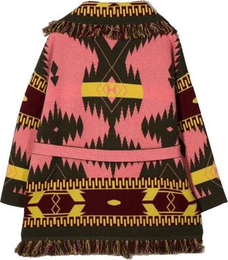 Alanui Striped Bandana Jacquard Cashmere Cardigan - Pink