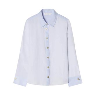 Busnel Femme, Blouses et Chemises, Bleu, Taille: 44 FR Nenne Linen Shirt