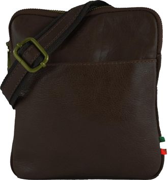 modamoda.de T256 - ital. Umh&auml;ngetasche Messengertasche Klein aus Leder, Farbe:Dark Chocolate