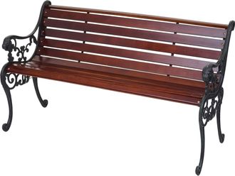 Mendler Gartenbank HWC-F98AM, Sitzbank Parkbank Holzbank, 2-Sitzer Gusseisen Holz 125cm 20kg - braun