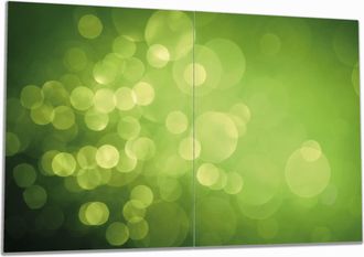 Wallario Herdabdeckplatte/Spritzschutz aus Glas, 2-teilig, 80x52cm, f&uuml;r Ceran- und Induktionsherde, Abstrakte gr&uuml;ne Kreise gr&uuml;ne Lichtpunkte