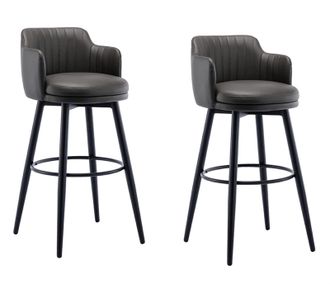 Generic Drehbarer Barhocker, 2er-Set mit R&uuml;ckenlehne, K&uuml;chenbarhocker, Tresenhocker mit Armlehnen, Metallbeine