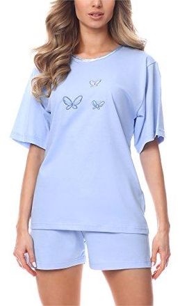 Merry Style Pyjama Ensemble Haut et Bas V&ecirc;tements dInt&eacute;rieur Manches Courtes Femme 91LW1 (Bleu (Manches Courtes), S)