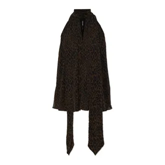 Rotate Rotate Birger Christensen, Femme, Tops, Brun, Taille: 36 FR Top &agrave; &agrave; nouer au cou