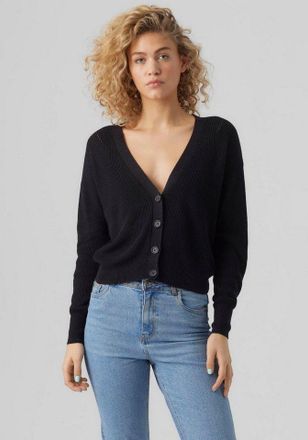 Vero Moda Strickjacke VMNEWLEXSUN LS SHORT V-NECK CAR GA NOOS mit Knopfleiste