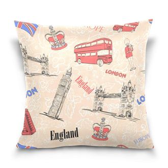 Linomo Kissenbezug 40x40 cm, England UK Big Ben London Dekorative Kissenbezug Kissenh&uuml;lle f&uuml;r Couch Sofa Bett Hause