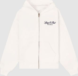 Sporty & Rich Hoodie Vendome La Embroidered Zip Ecru