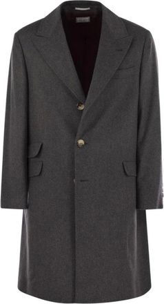 Brunello Cucinelli Homme, Manteaux, Gris, Taille: L Manteau crois&eacute; classique en m&eacute;lange de laine