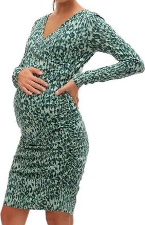 Mama Licious MAMA.LICIOUS Mlebba Tess Ls JRS Abk Dress 2F A. Robe, Vert, L Femme