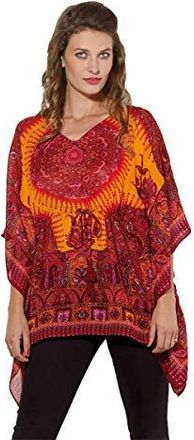 Coline Blouse Fluide Ethnique - Couleur : Orange - Taille : L/XL