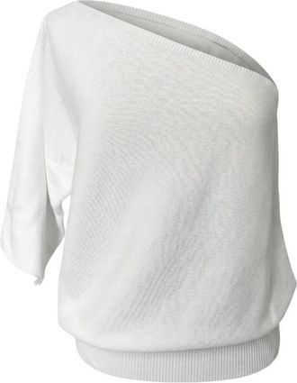 Malo Haut en maille asym&eacute;trique - Femme - Pulls - Blanc - Taille: 38 FR