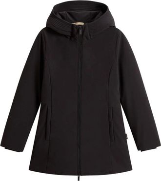Woolrich Femme, Manteaux, Noir, Taille: 38 FR Veste &agrave; capuche en tissu technique