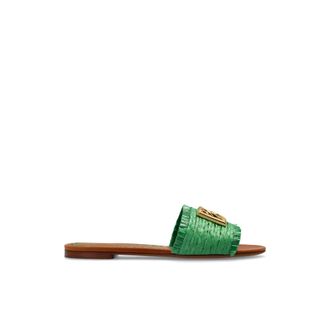 Dolce & Gabbana Femme, Chaussures, Vert, Taille: 37 1/2 EU Mules tress&eacute;es en raphia