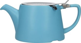 London Pottery Company 43220 Teekanne, oval, mit Sieb für losen Tee, Steinzeug, Steingut, Blau - Satin Blue, 3 Cup Loose Leaf Teapot