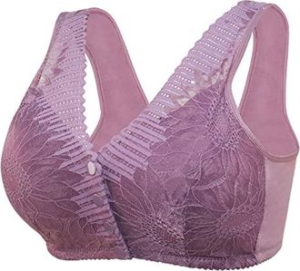 Generic Soutien-gorge 2026 pour femme, sans anneau en acier, couverture compl&egrave;te, boucle avant, sous-v&ecirc;tements absorbants, Violet/gris, 64