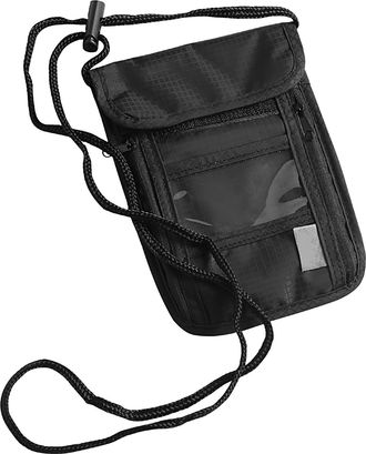 Generico Ausweishalter für den Hals | Reisepasshalter | Stifthalter für Handy, sichere Tasche für Karten und Dokumente zum Einkaufen und Camping, Schwarz, Cons