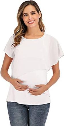 Generic Haut extra long pour femme - Ourlet uni irrégulier - T-shirt décontracté à manches courtes et col rond - T-shirt dallaitement basique - T-shirt dallai