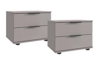 M&ouml;belando Nachtkommode >Tilburg< 2er-Set, in Saharagrau, je 2 Schubladen, modernes Design, 52x40x38 cm, Schlafzimmerm&ouml;bel, Made in Germany, hochwertige Spanplat