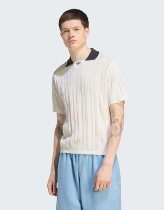 adidas Originals Maillot de football en maille torsad&eacute;e - Blanc nuage