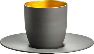 Eisch Eisch Cosmo Collect Espressoglas 109/6 Gold-Mocca mit Glasputztuch