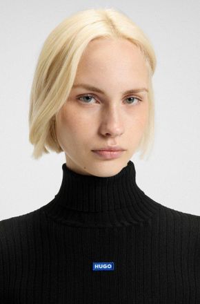 HUGO BOSS Rollkragenpullover Somyna Slim Fit, mit asymmetrischem Saum