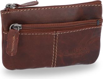 Gusti Schl&uuml;sseltasche Leder kompakt - Schl&uuml;sseltasche klein aus echtem Leder braun Vintage Schl&uuml;sseletui mit Rei&szlig;verschluss f&uuml;r Damen Herren Autoschl&uuml;ssel O