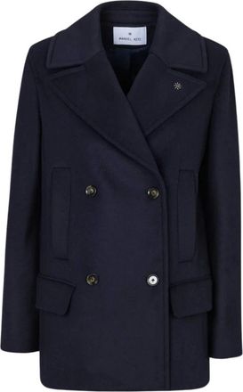 Manuel Ritz Femme, Manteaux, Bleu, Taille: 42 FR Caban en m&eacute;lange de laine