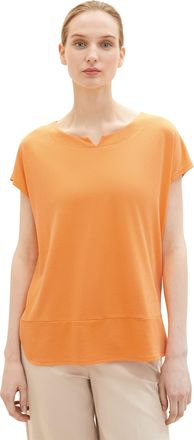 Tom Tailor Damen T-Shirt aus Viskose im Blusen-Style