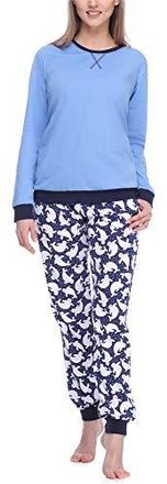 Merry Style Pyjama Ensemble Haut et Bas Vêtement dIntérieur Femme MS10-168(Bleu Pois, L)