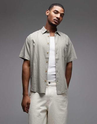 Obey Bigwig Ian - Chemise tiss&eacute;e &agrave; manches courtes - Vert sauge-Brown