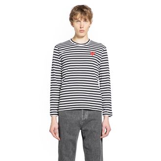 Comme Des Gar&ccedil;ons Heart Striped Cotton Long Sleeve T-Shirt