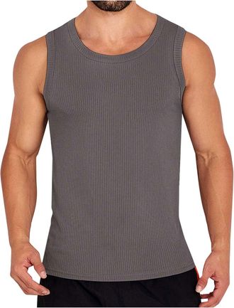 Generic Unterhemd Herren Baumwolle Sport Tank Top Feinripp Unterhemden Ärmelloser Tanktop Muskelshirts Sommer Herren-Unterhemden Slim Fit T Shirt Achselshirt 