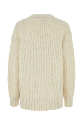 Ami Womens Ivory Alpaca Blend Cardigan Exterior: Wool Nylon Maglieria Sweater