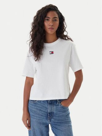 Tommy Jeans T-Shirt Badge DW0DW22202 &Eacute;cru Boxy Fit