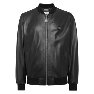 Philipp Plein Homme, Vestes, Noir, Taille: L Leather Bomber Skull