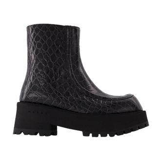 Marni Leder-Zip-Stiefeletten - - Shoes - Damen - Schwarzk - 35 EU