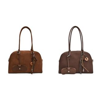 Generic Sac &agrave; main en cuir pour femme avec pendentif tendance grande capacit&eacute; d&eacute;contract&eacute; pour le travail et les voyages, Marron + caf&eacute;, 14.96x8.66x5.12inch