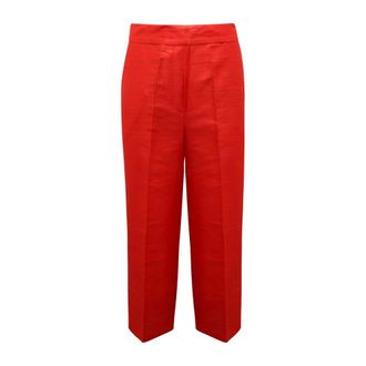 Emma & Gaia Pantalon en soie Shantung - Femme - Pantalons - Rouge - Taille: 34 FR