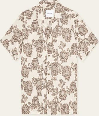 Les Deux Leichtes Kurzarmhemd mit floralem Jaquard-Webmuster, Regular Fit in